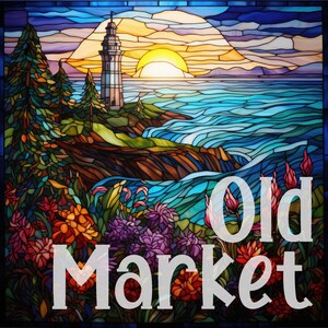 Stained Glass Lighthouse Digital Papers Lighthouses Stained Glass ...