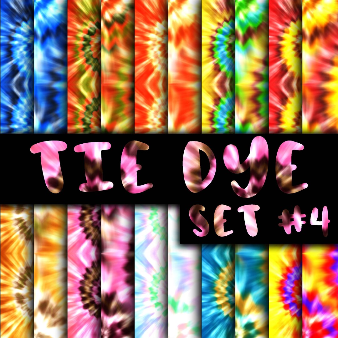 Tie Dye Digital Paper - Set 4 - Seamless Colorful Tie-dye Digital Paper ...