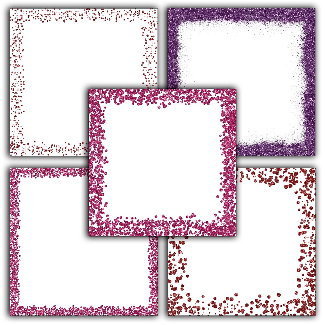 Valentines Glitter Borders Digital Paper Pink Purple and - Etsy