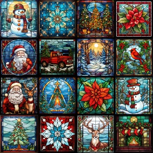 Stained Glass Christmas Digital Papers - Christmas Stained Glass ...