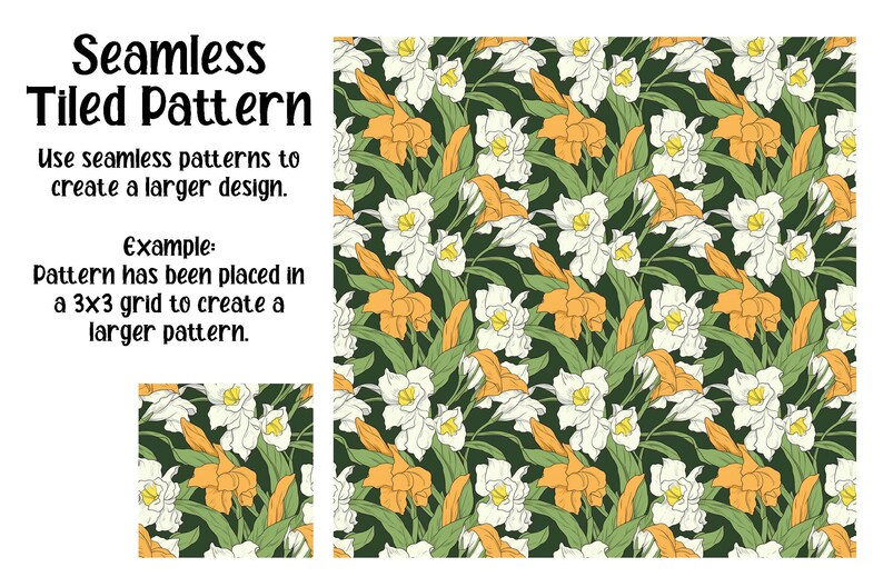 Daffodils SEAMLESS Patterns - Daffodils Digital Paper - 16 Designs ...