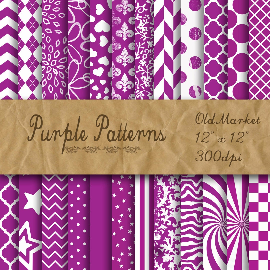 Purple Patterns Digital Paper - Purple Patterned Backgrounds - 24 ...
