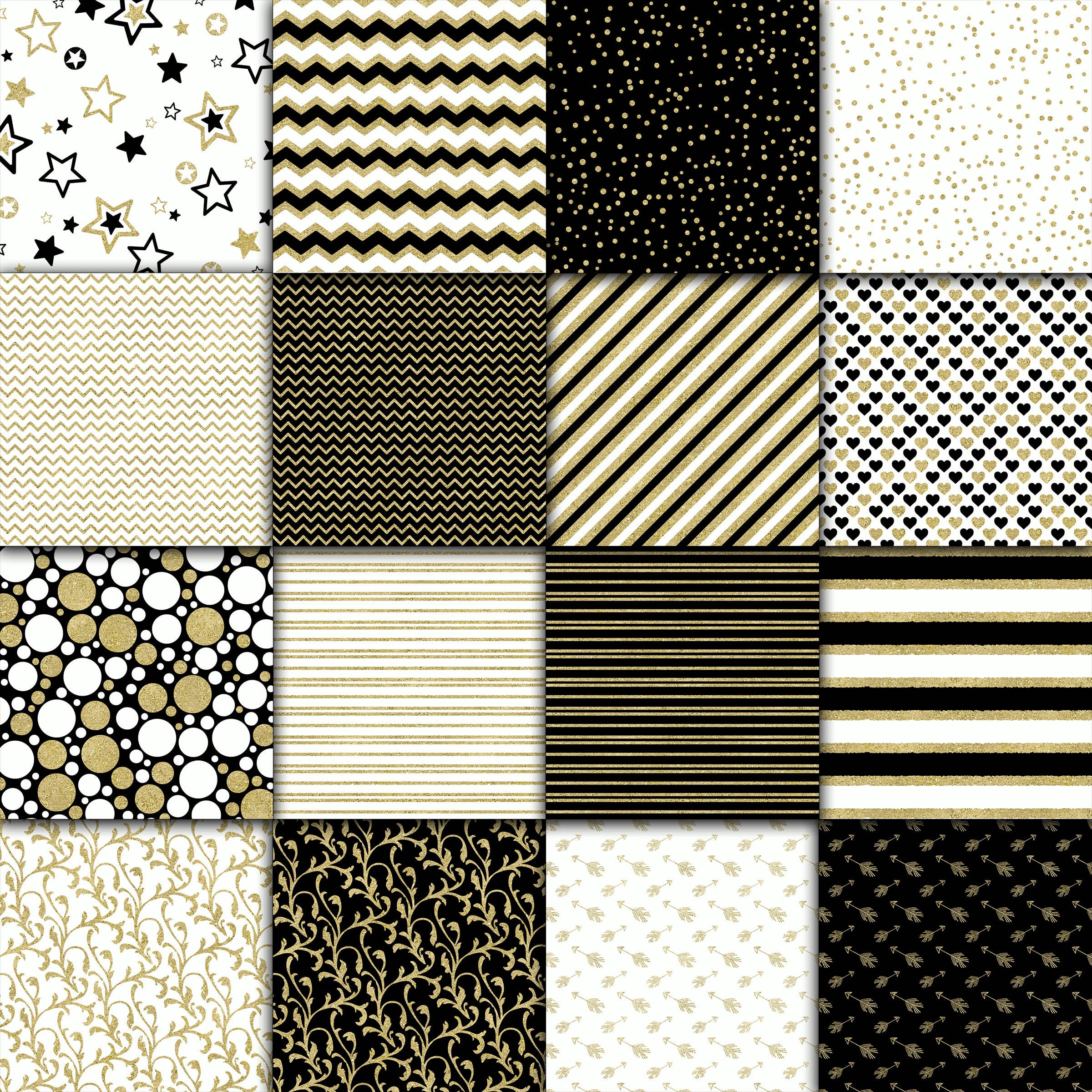 Black and Gold Digital Paper - Black and Gold Glitter Textures and ...