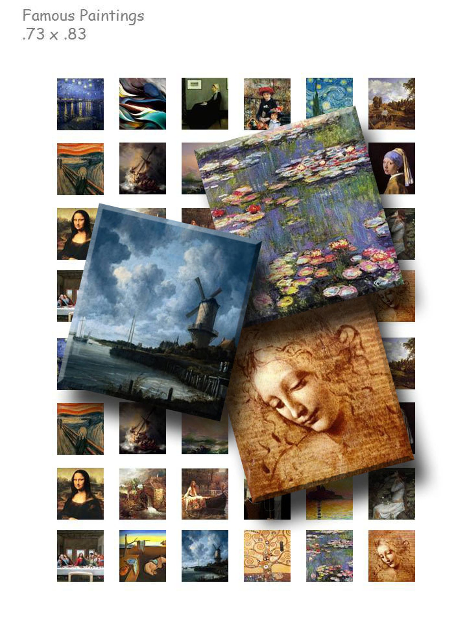 Famous Paintings Digital Collage Sheet .75 X .83 Scrabble - Etsy