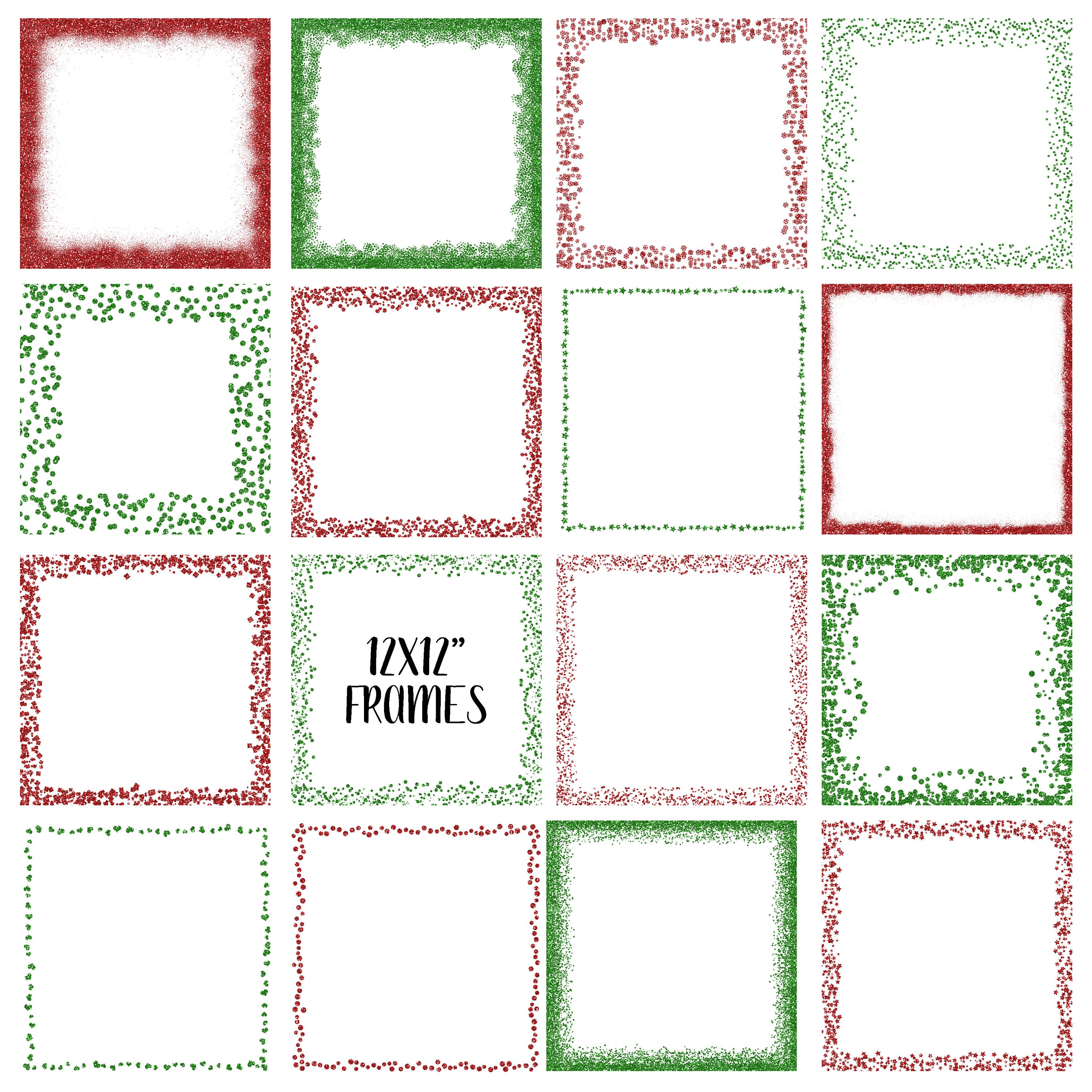 Christmas Glitter Frames and Borders PNG Overlay Clipart Bundle ...