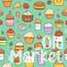 Cute Kawaii Food SEAMLESS Patterns - Cute Kawaii Food Digital Paper ...