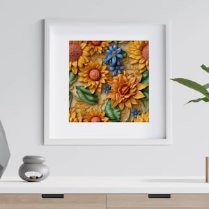 3d Sunflowers - 3d Flower Seamless Patterns - 16 Designs - 12x12in ...