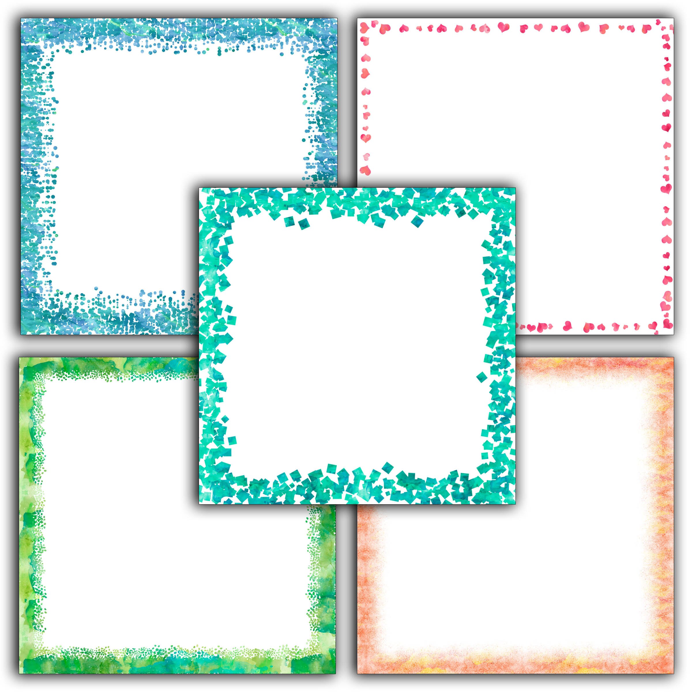 Watercolor Confetti Borders Digital Paper Watercolor - Etsy