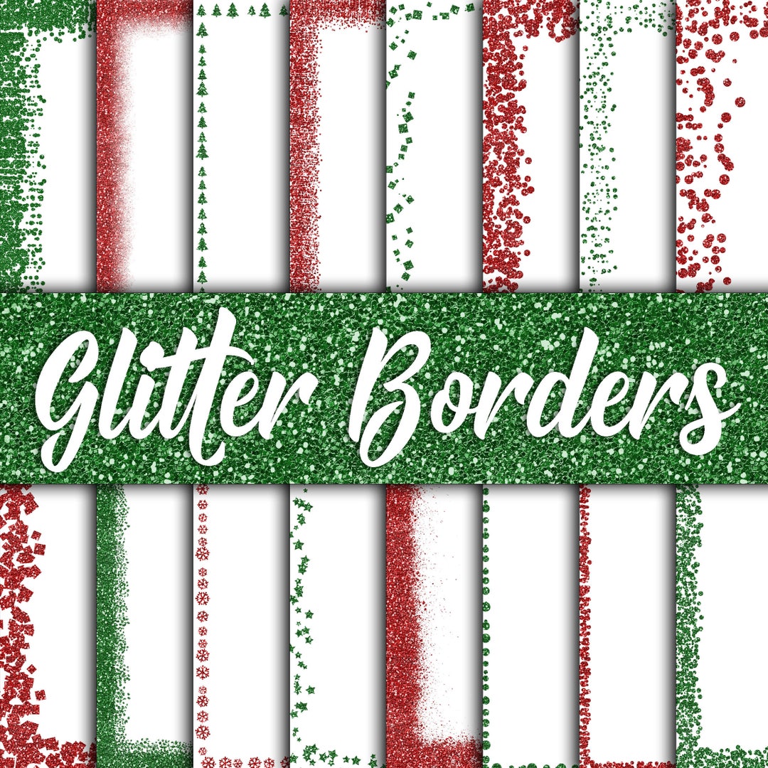 Christmas Glitter Borders Digital Paper - Red and Green Glitter ...