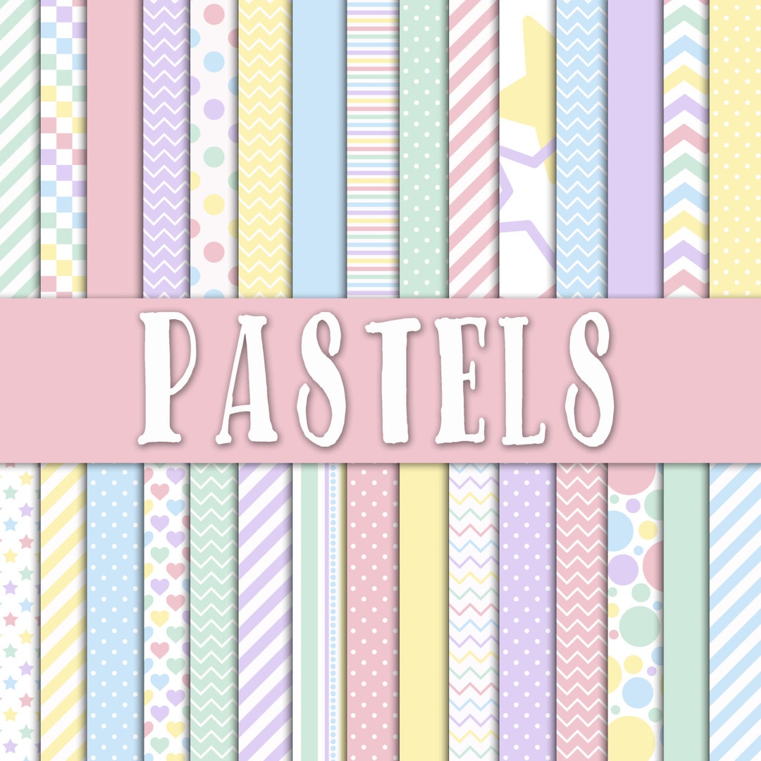 Pastels Digital Paper - Pastel Colors Digital Paper Pack - 30 Papers ...