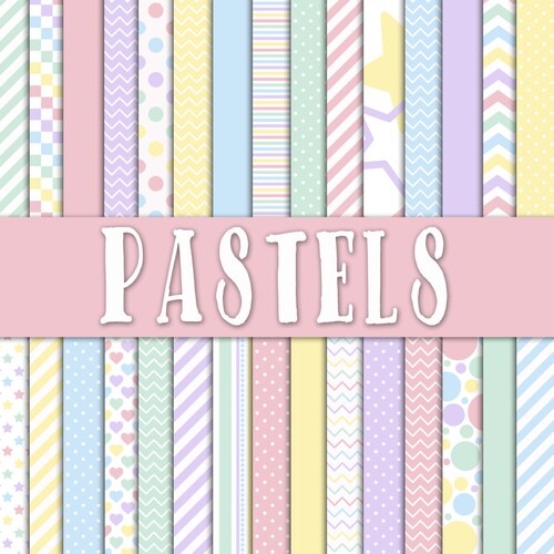 Pastels Digital Paper Pastel Colors Digital Paper Pack 30 - Etsy