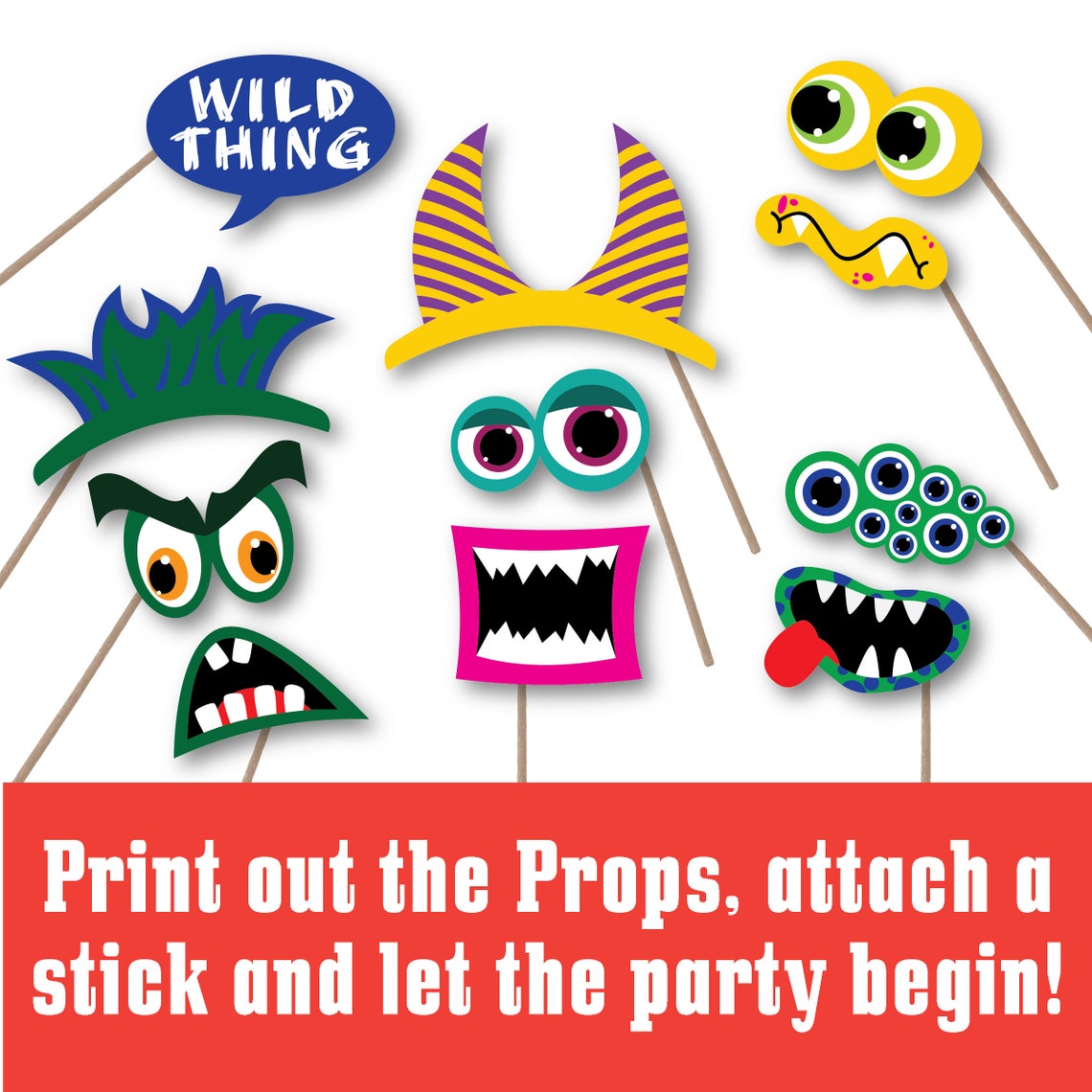 Monster Photo Booth Props and Decorations Monster Halloween | Etsy