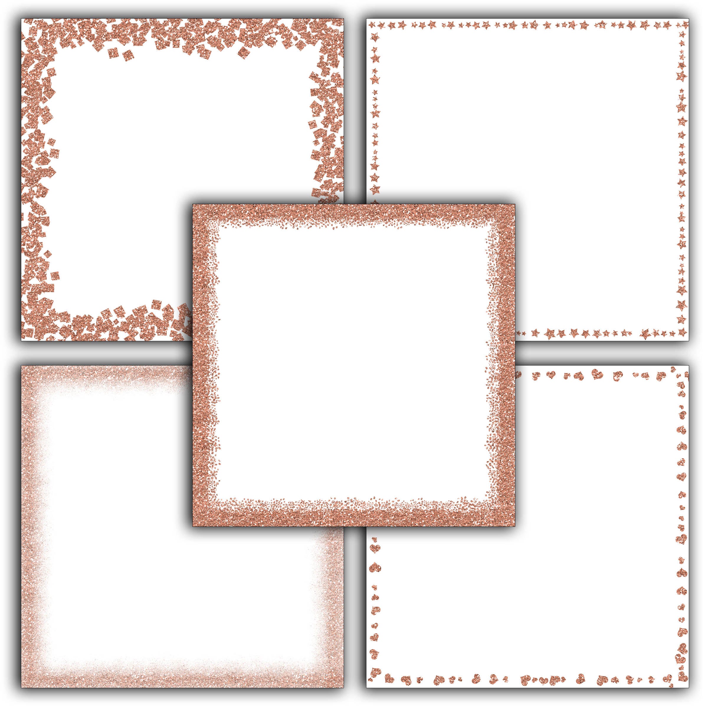Rose Gold Glitter Borders Digital Paper Glitter Textures - Etsy
