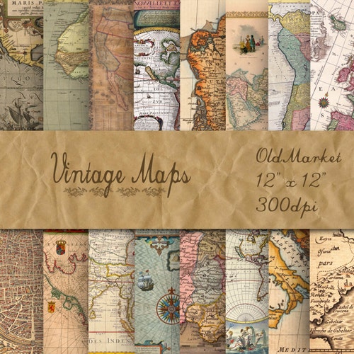 Antique Maps Digital Paper 12x12 Instant Download Globe - Etsy