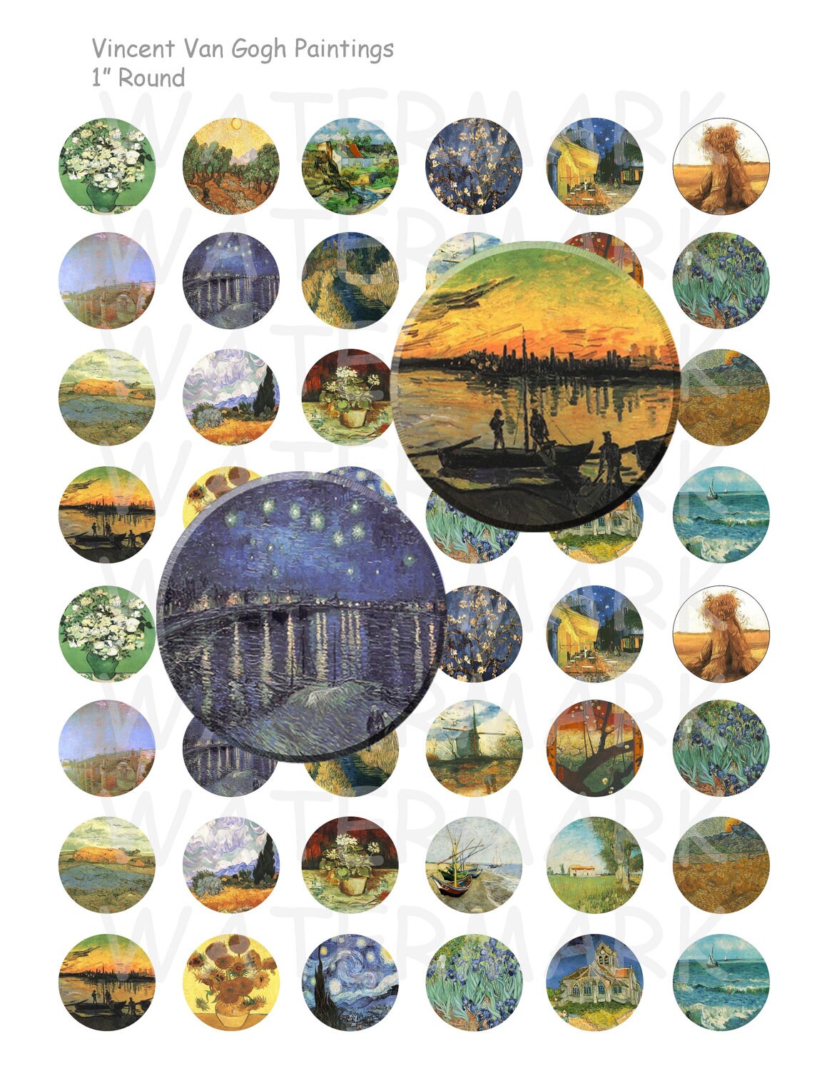 Vincent Van Gogh Paintings Digital Collage Sheet 1 Inch - Etsy