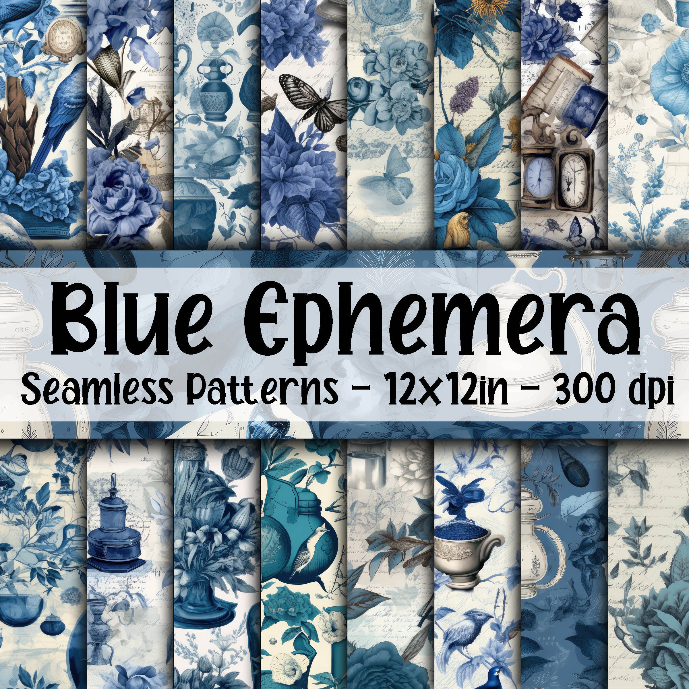 Light Blue Vintage Patterns