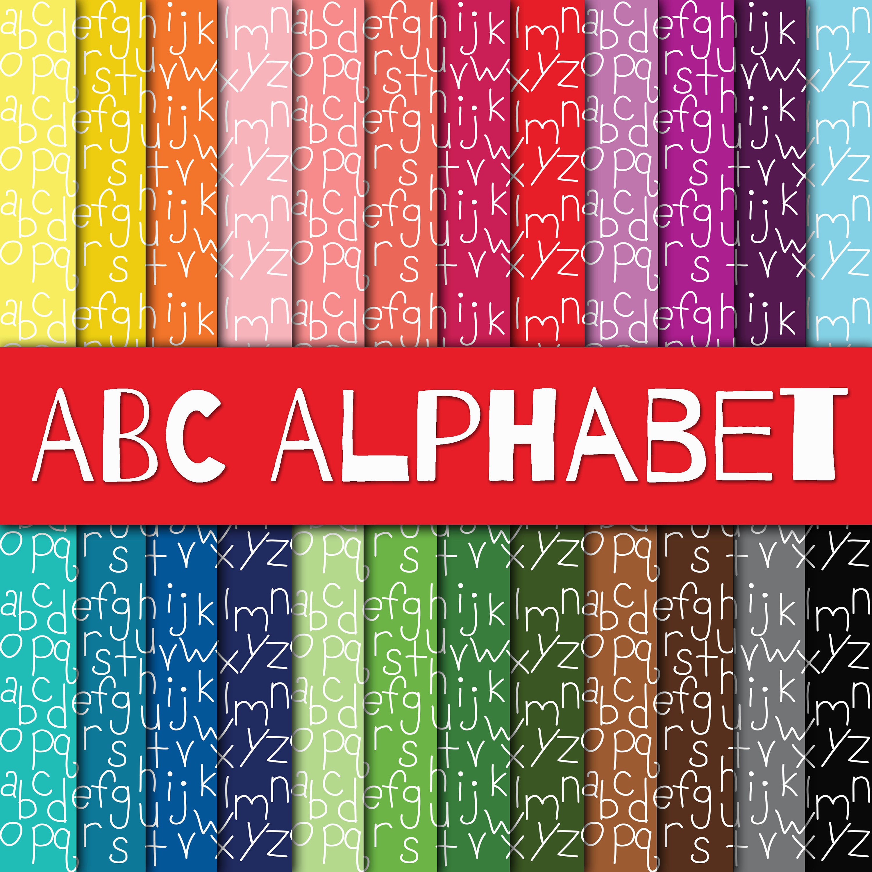 ABC Alphabet Digital Paper Colorful Alphabet Letter | Etsy