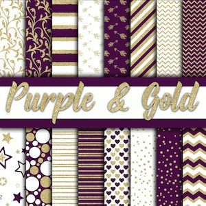 Purple and Gold Digital Paper - Purple and Gold Glitter Textures and ...