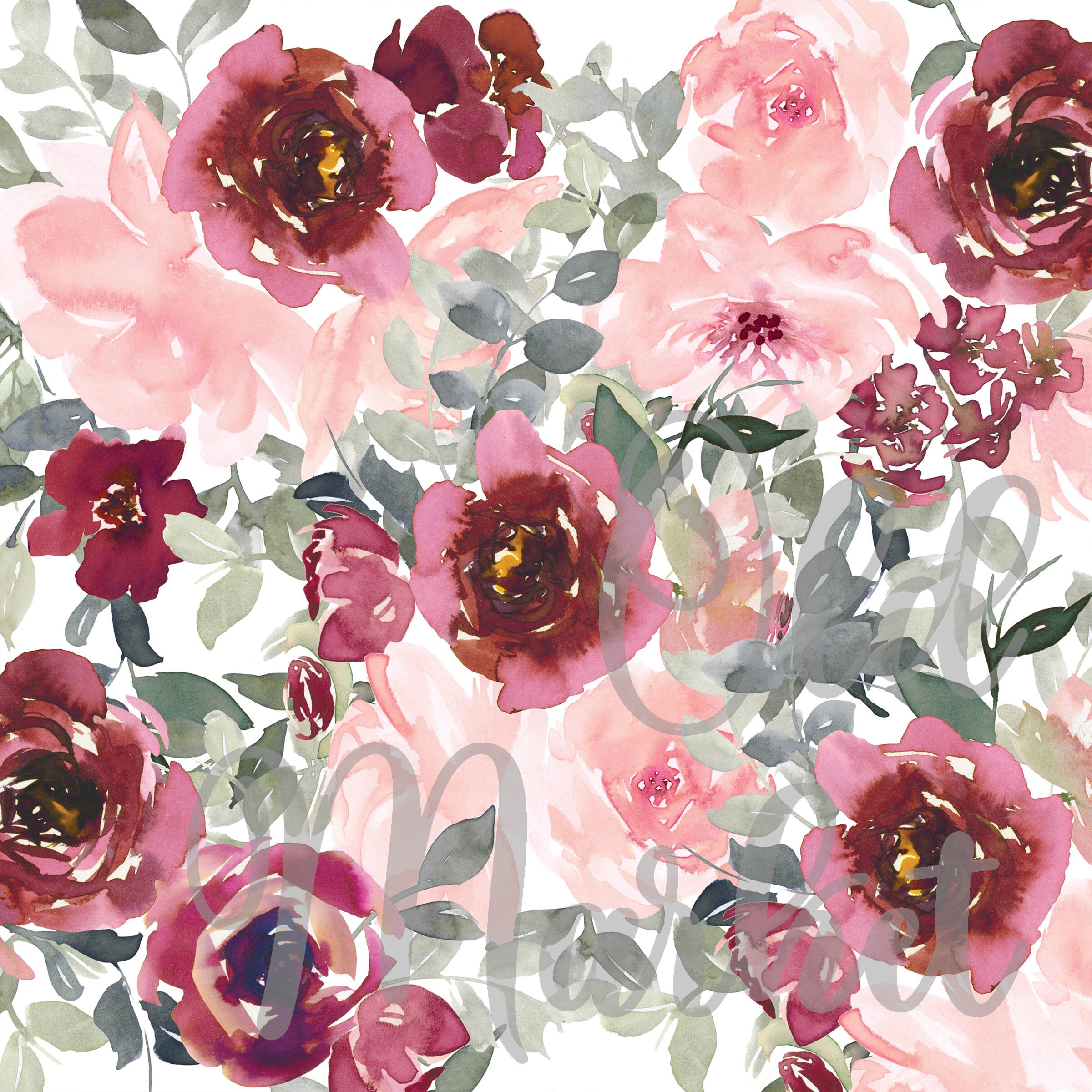 Pink Floral Medley Digital Paper Watercolor Flower - Etsy