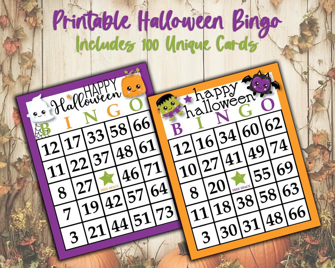Halloween Bingo Printable PDF - 100 Different Cards - FULL PAGE - Party ...