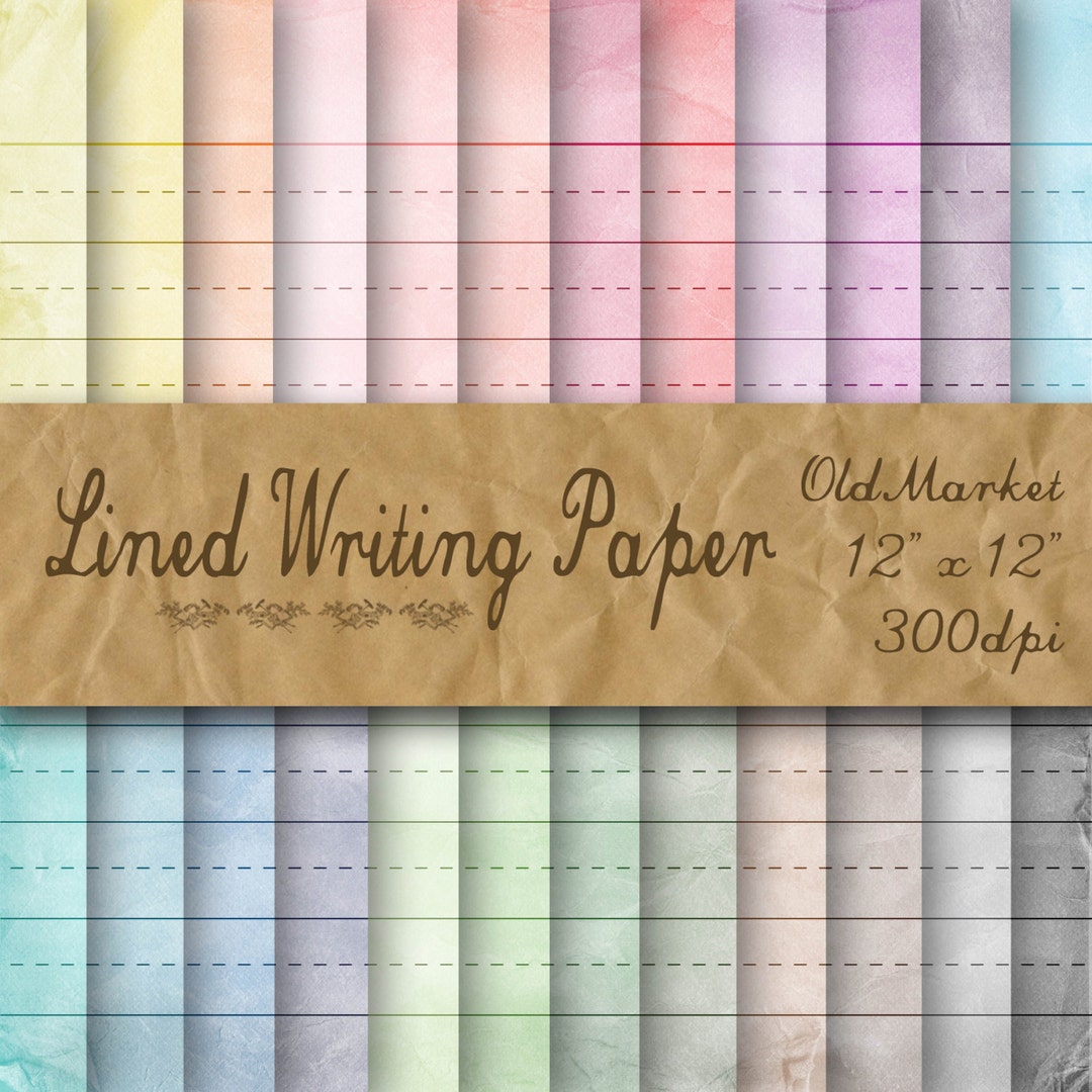 Lined Writing Paper Digital Paper - Large Lined Paper - 24 Colors ...