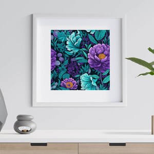 Purple and Teal Floral SEAMLESS Patterns - Purple and Teal Flowers ...