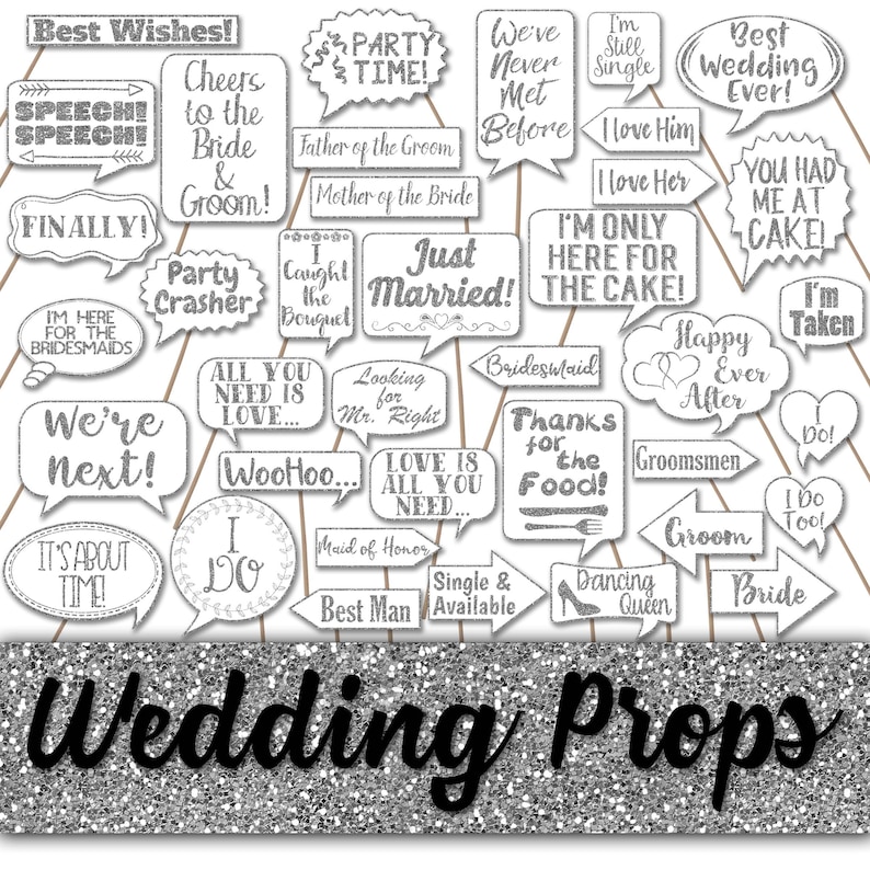 Wedding Photo Booth Prop Signs and Decorations Silver - Etsy