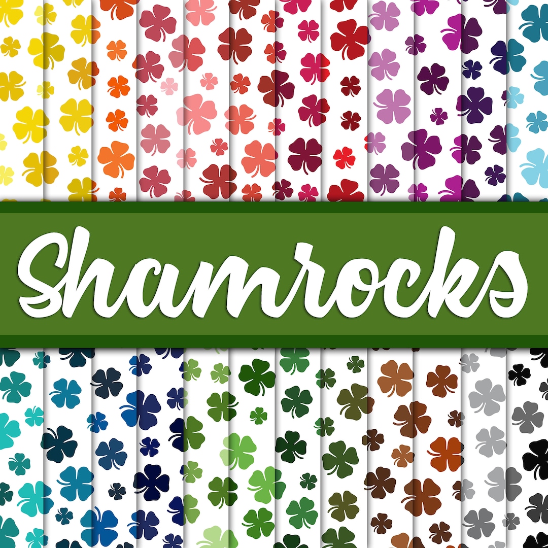 Shamrocks Digital Paper - St Patricks Day Colorful Digital Paper Pack ...