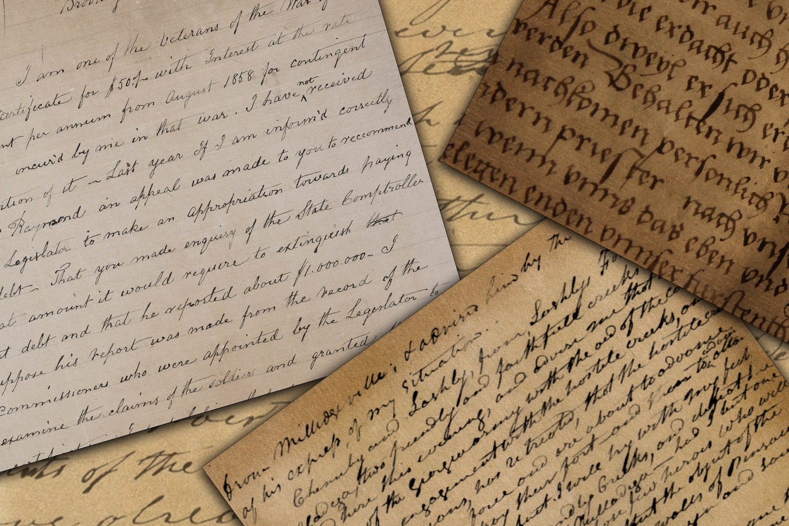 Vintage Handwriting Digital Paper Textures - Antique Writing ...