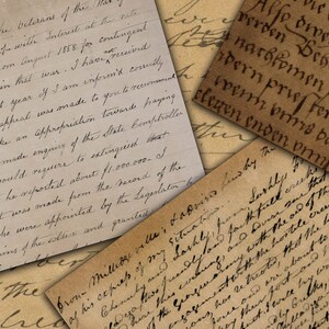 Vintage Handwriting Digital Paper Textures - Antique Writing ...