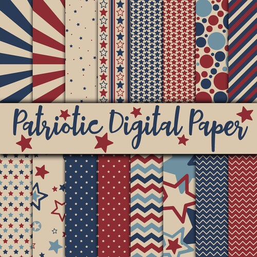 Patriotic Digital Paper 4th of July Paper Backgrounds - Etsy
