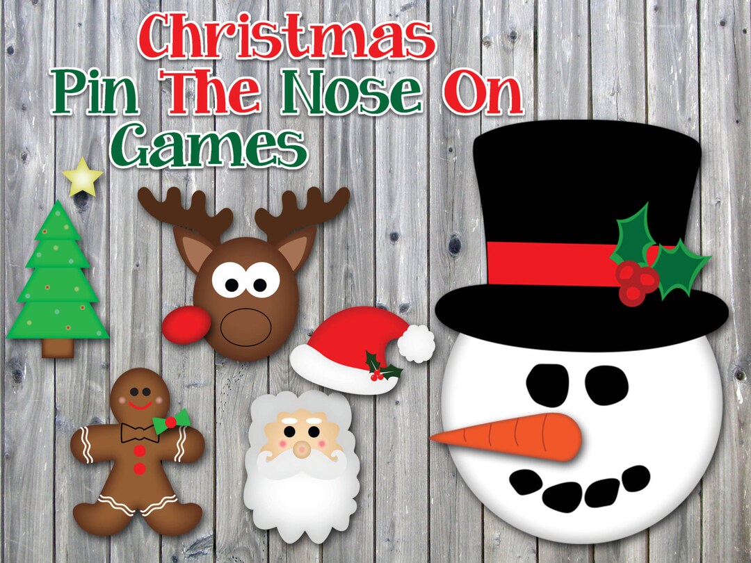 Christmas Party Game Printable - Christmas Pin the Nose on Games ...