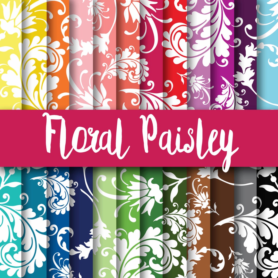 Floral Paisley Digital Paper - Paisley Textures - Paisley Backgrounds ...