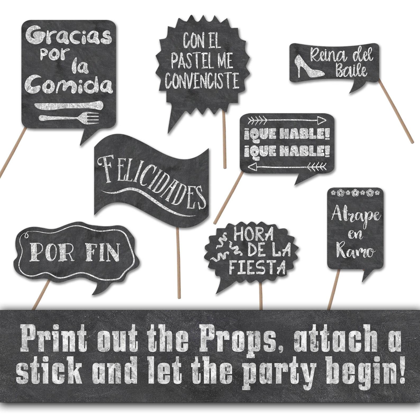 Wedding Photo Booth Prop Signs and Decorations in Spanish | Etsy