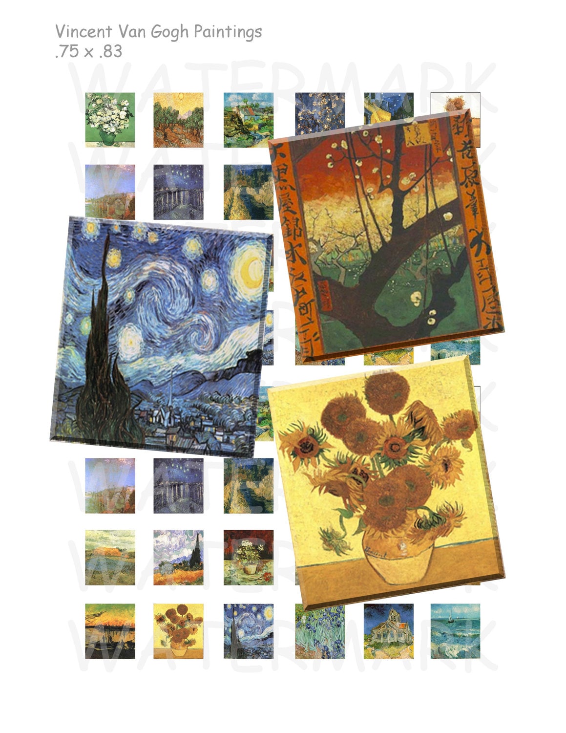 Vincent Van Gogh Paintings Digital Collage Sheet .75 X .83 | Etsy