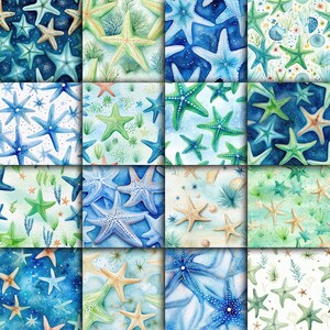 Starfish SEAMLESS Patterns - Watercolor Starfish Digital Paper - 16 ...