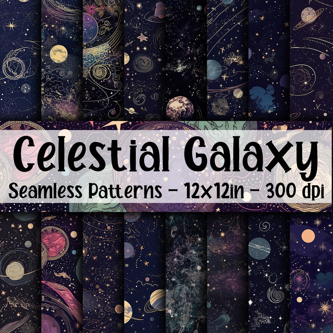 Celestial Galaxy - SEAMLESS Patterns - Celestial Galaxy Patterns - 16 ...