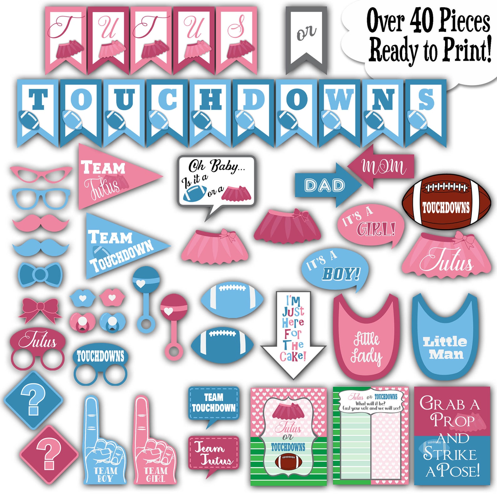 Tutus or Touchdowns Photo Booth Props and Decorations Baby - Etsy