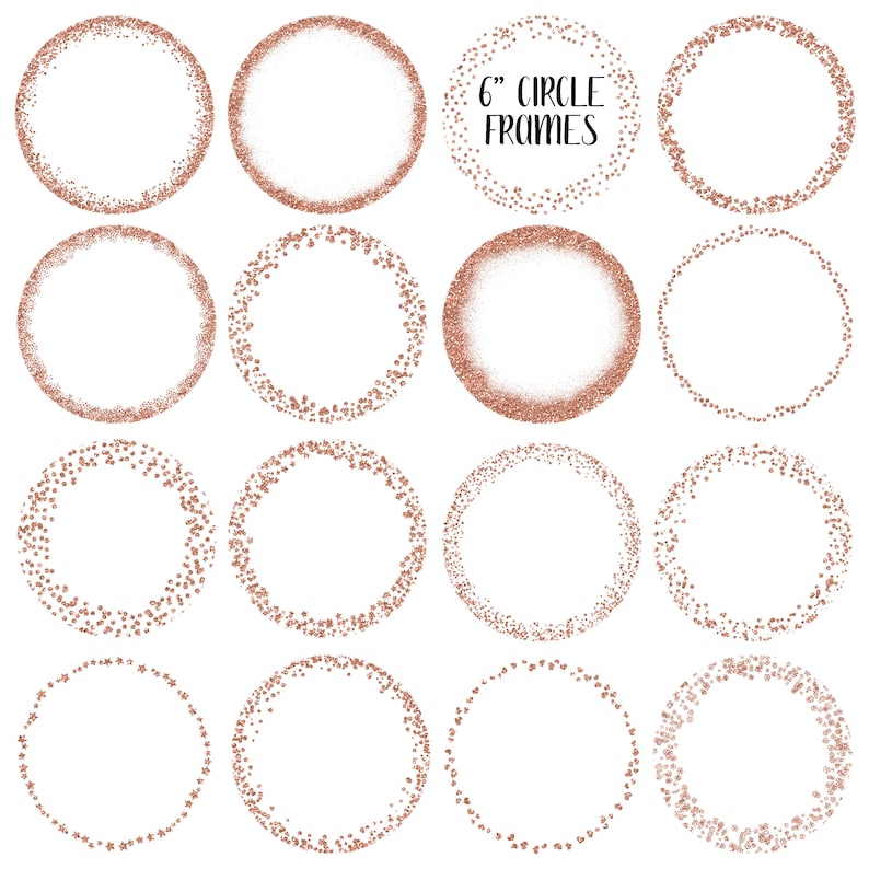 Rose Gold Glitter Frames and Borders PNG Overlay Clipart Bundle ...