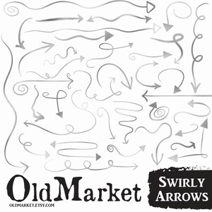 Silver Arrows Clip Art Set - Swirly Silver Foil Arrows Clipart ...
