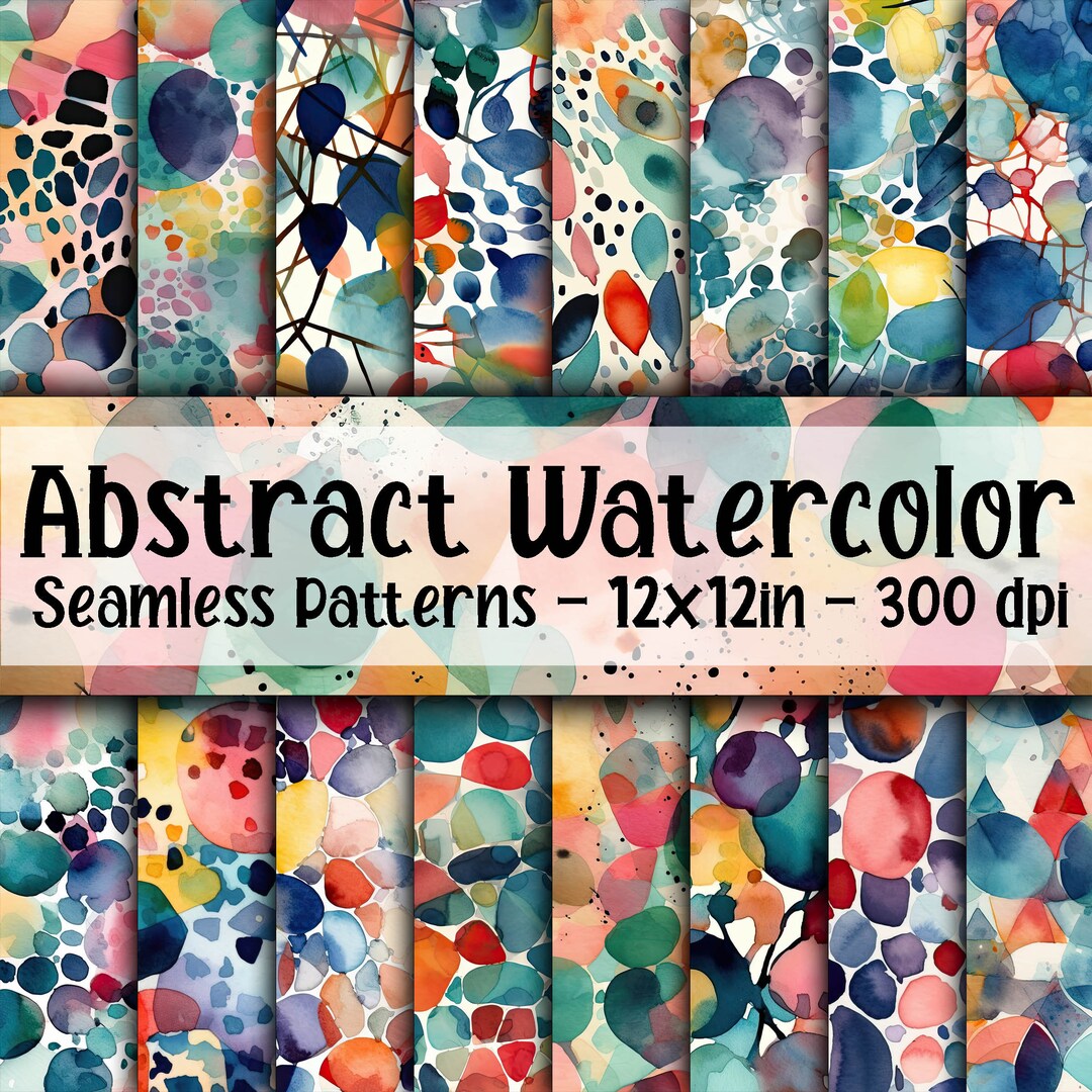 Abstract Watercolor SEAMLESS Patterns - Watercolor Digital Paper - 16 ...