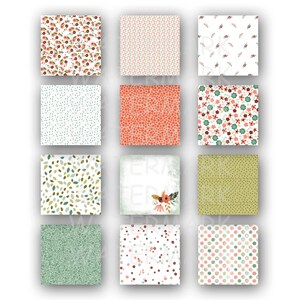 Clean Linen Flowers Digital Paper - Green and Pink Digital Papers - 12 ...