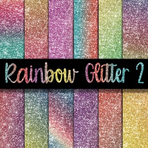 Rainbow Glitter Digital Paper Set 2 - Glitter Textures - Glitter ...