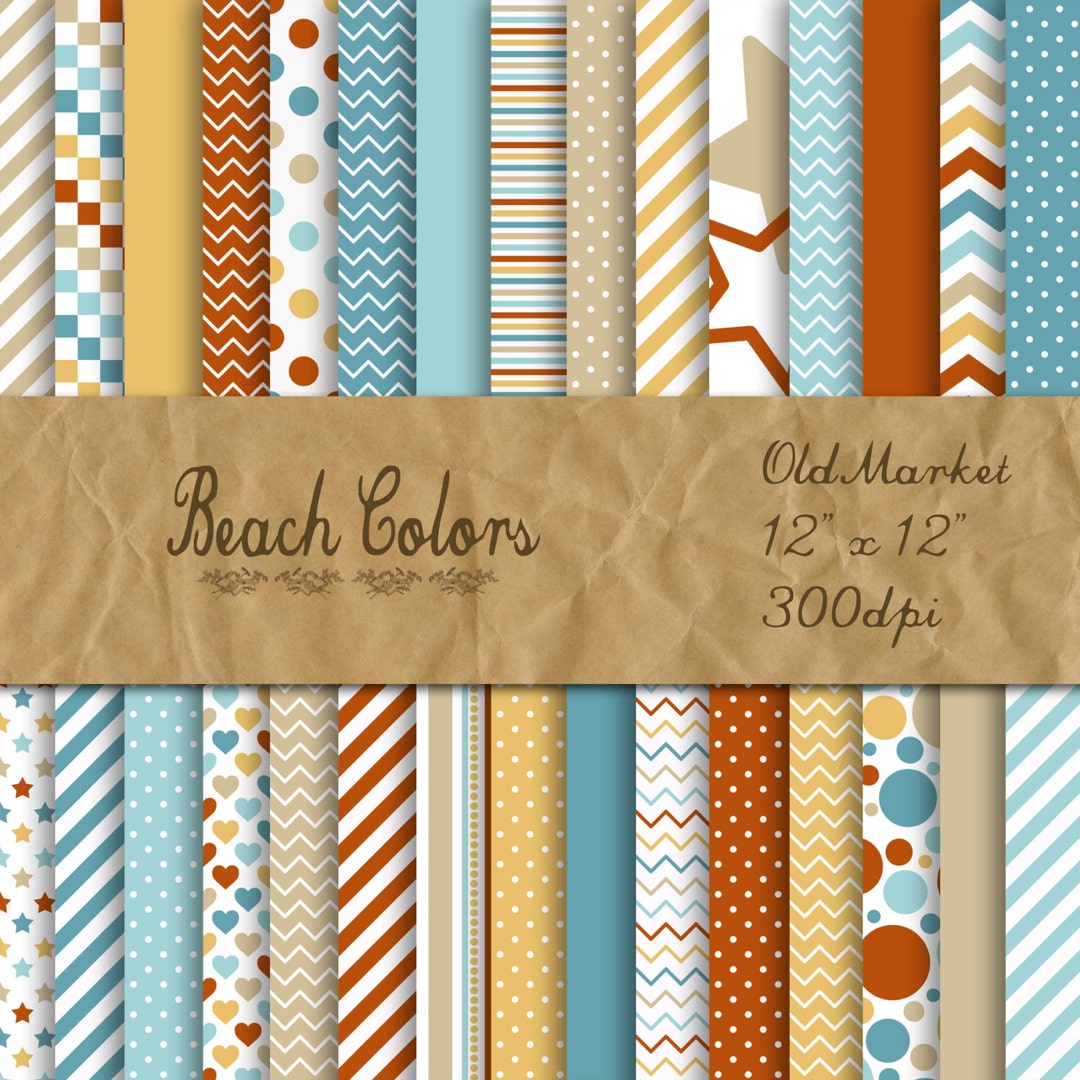 Beach Colors Digital Paper - Colorful Digital Backgrounds - 30 Papers ...