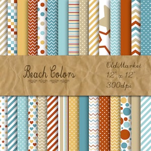 Beach Colors Digital Paper - Colorful Digital Backgrounds - 30 Papers ...