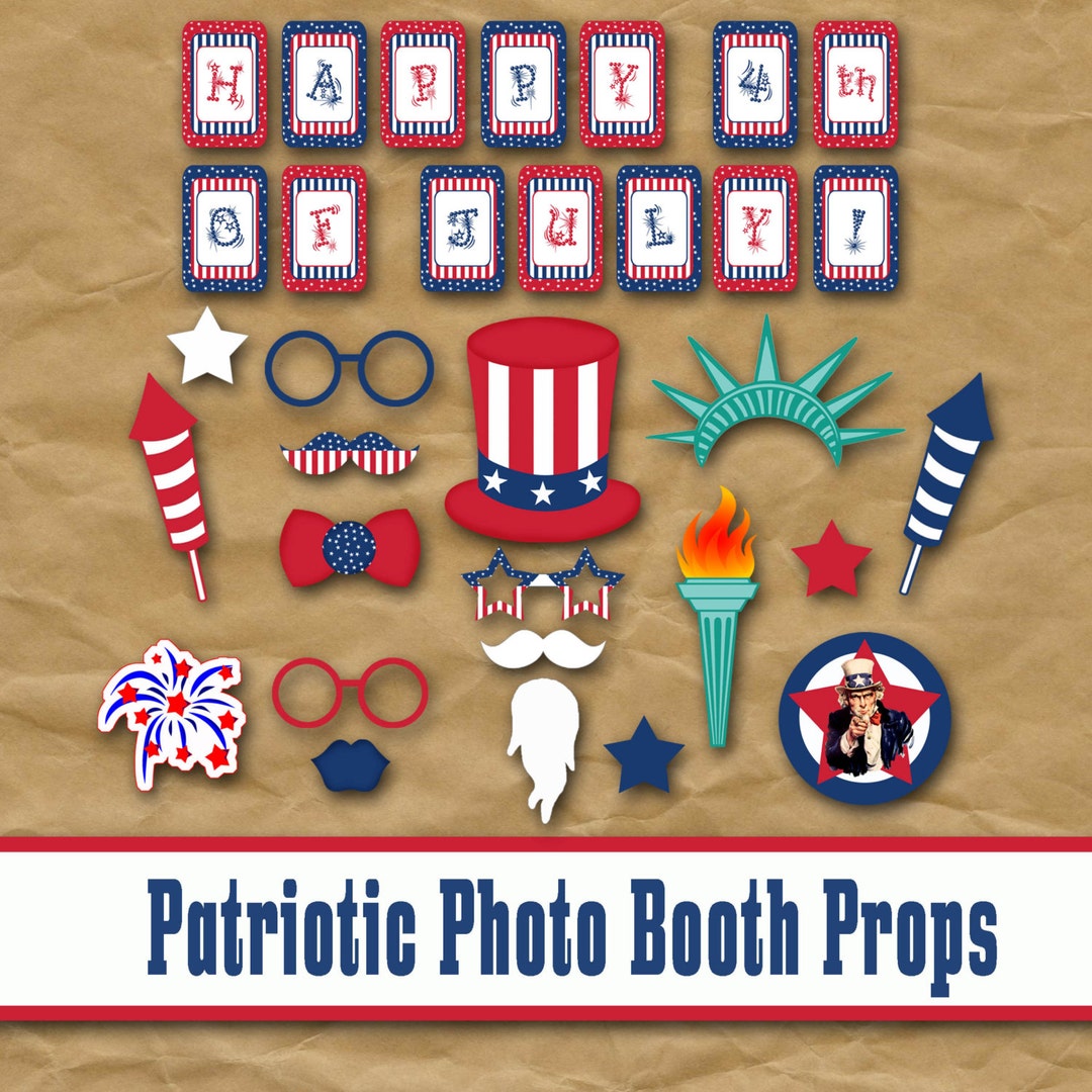 Patriotic Photo Booth Props and Decorations - Printable - Over 30 ...