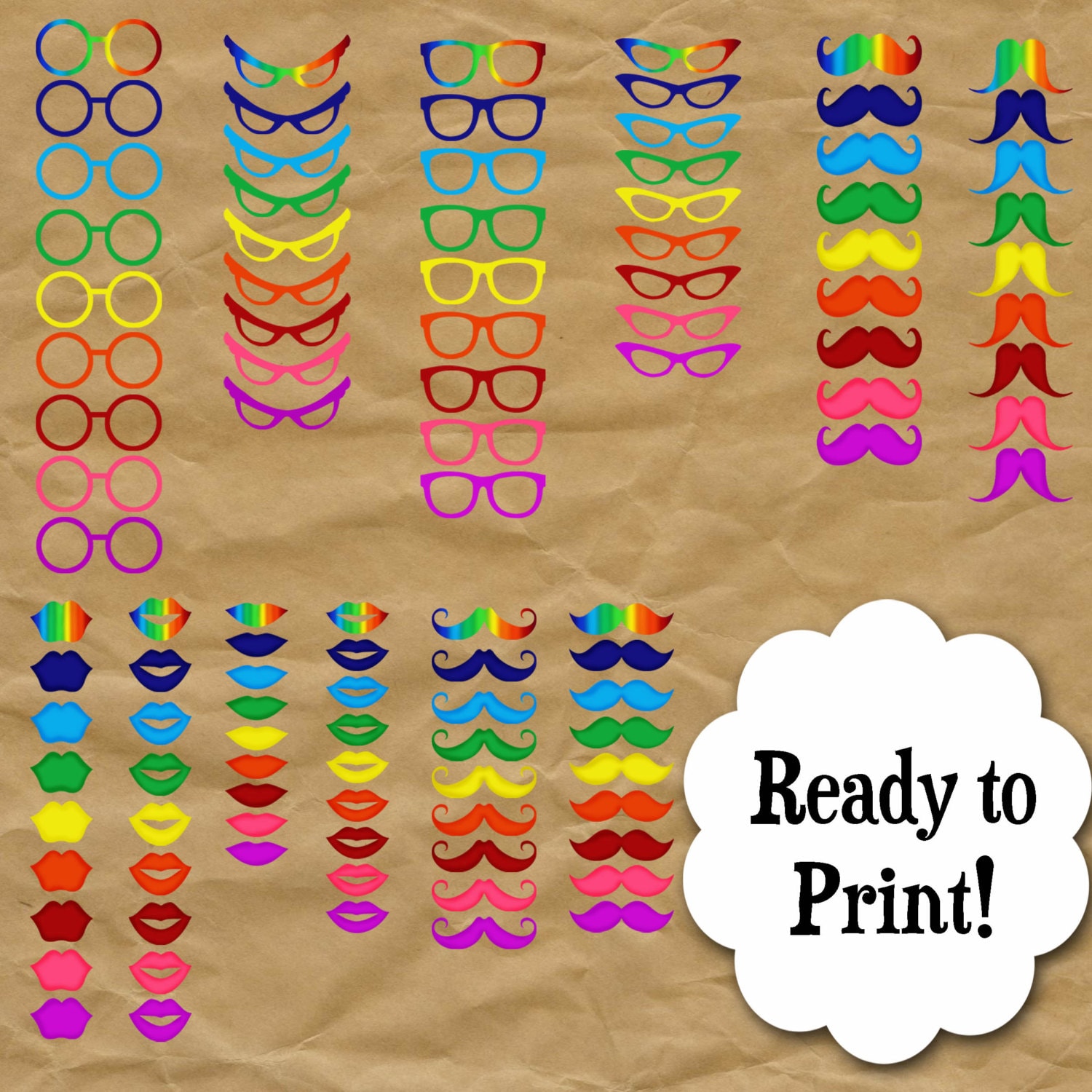Rainbow Photo Booth Prop and Decoration Set Printable - Etsy