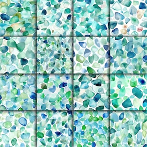 Watercolor Sea Glass SEAMLESS Patterns - Sea Glass Digital Paper - 16 ...