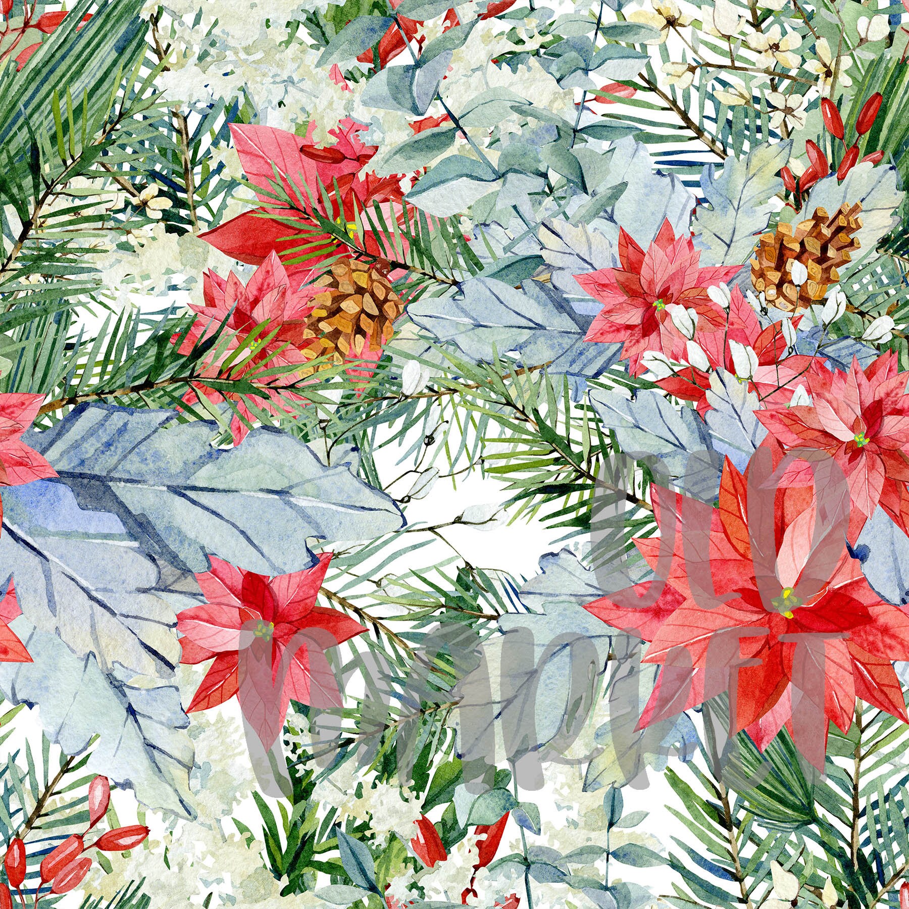 Christmas Floral Digital Paper SEAMLESS Christmas - Etsy