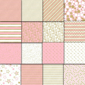 Pink and Gold Digital Paper - Pink and Gold Glitter Textures and ...